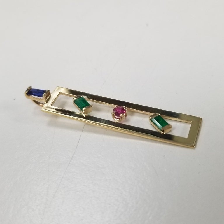 14 Karat Yellow Gold Multi-Color Gemstone Pendant For Sale at 1stDibs