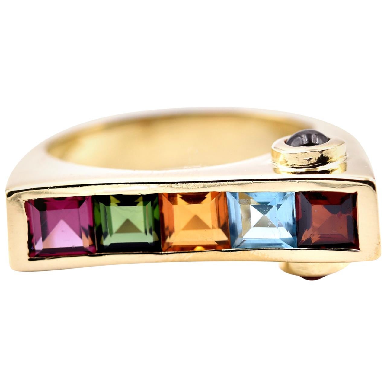 Geometric Gold Ring For Sale at 1stDibs