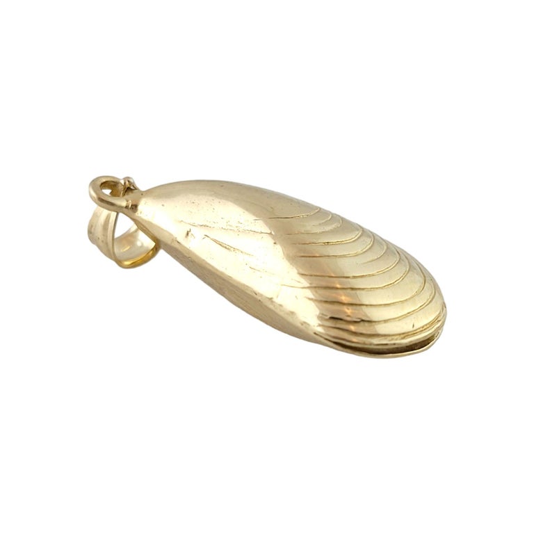 14K Yellow Gold Mussel Shell Charm For Sale at 1stDibs