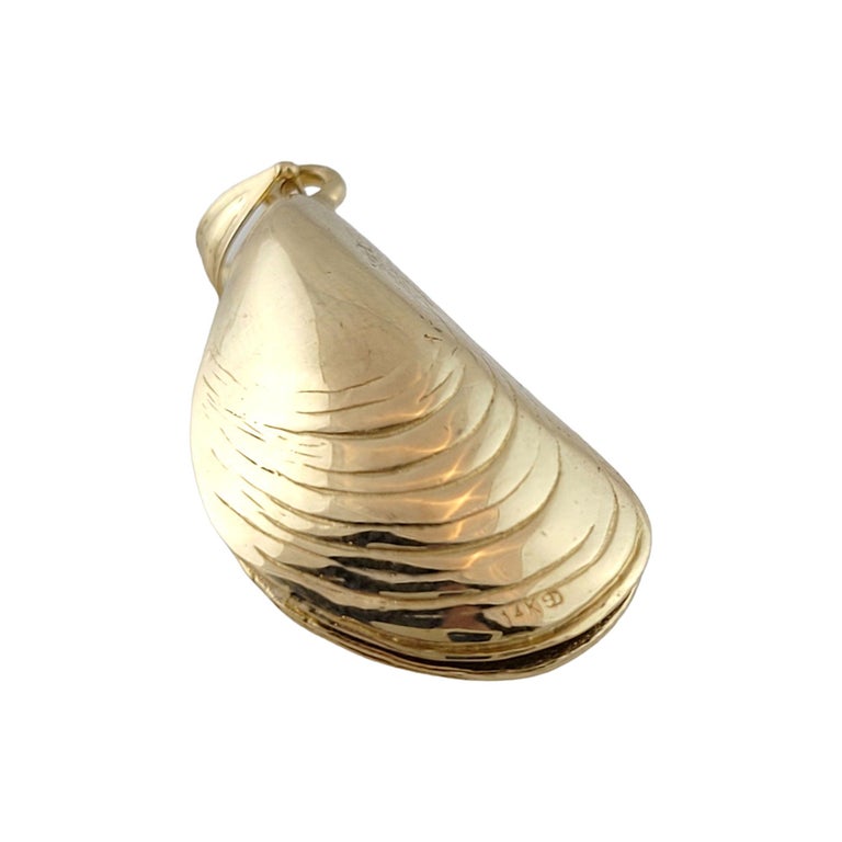 14K Yellow Gold Mussel Shell Charm For Sale at 1stDibs