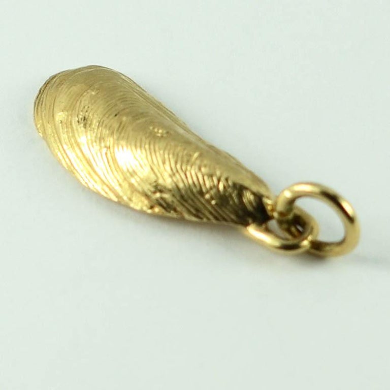 14 Karat Yellow Gold Mussel Shell Charm Pendant at 1stDibs | 14k gold ...