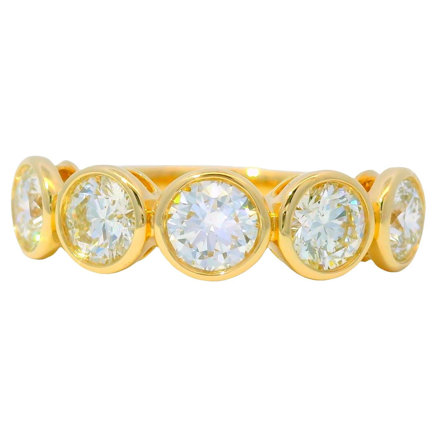 7 Stone Bezel Set Round Cut Diamond Band Ring in Polished 14 Karat ...
