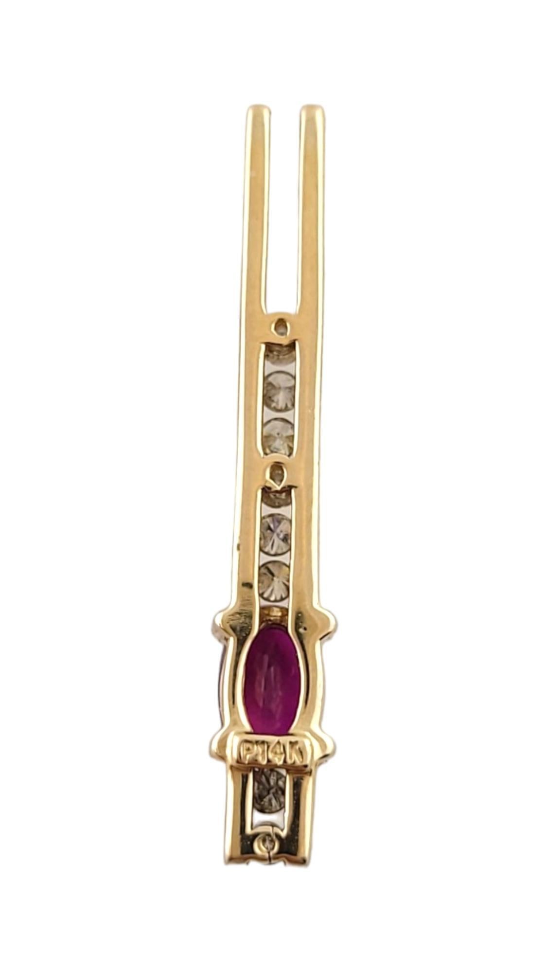 14K Yellow Gold Natural Ruby and Diamond Bar Pendant #18093 For Sale at ...