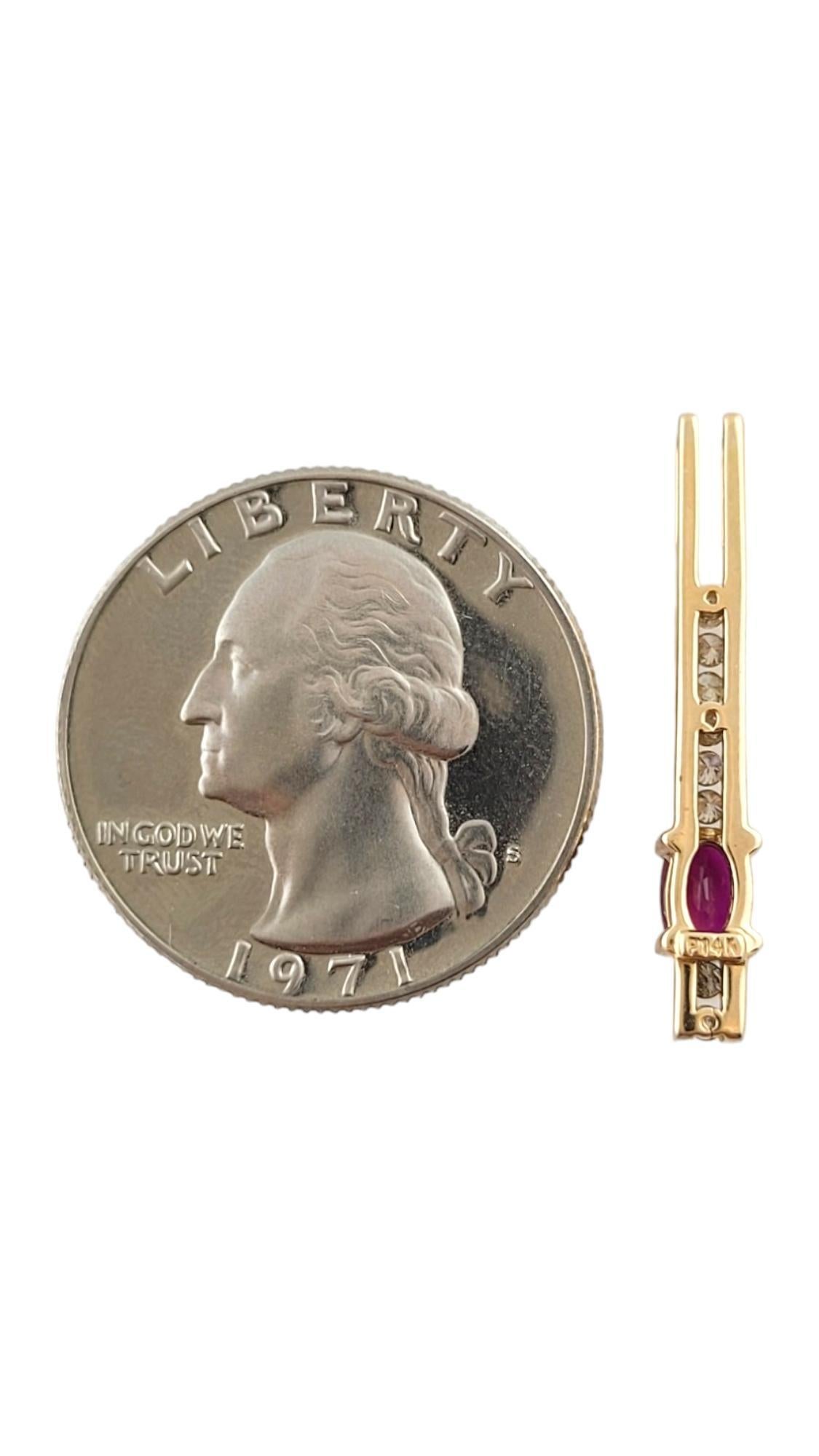 14K Yellow Gold Natural Ruby and Diamond Bar Pendant #18093 For Sale at ...