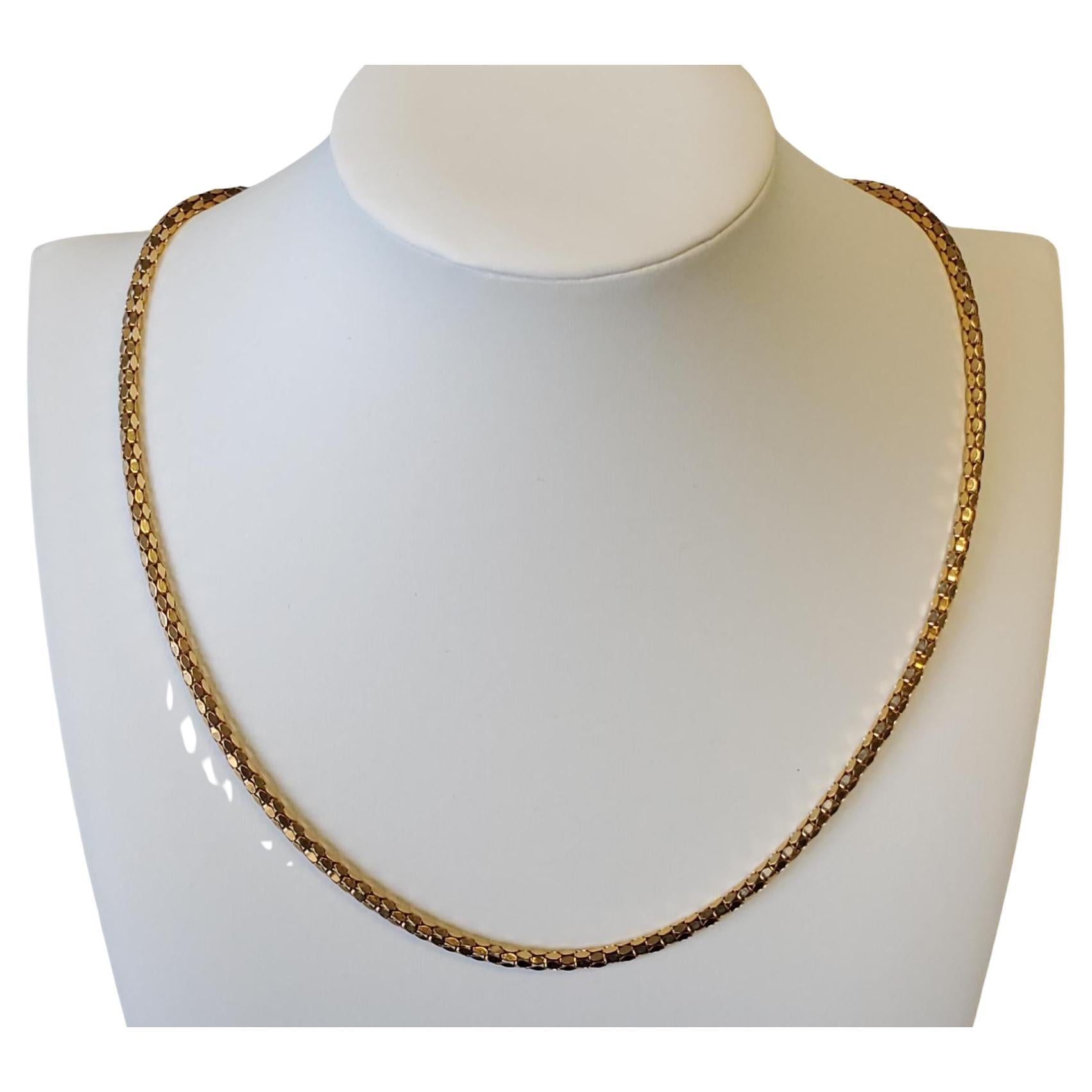 Yellow Gold Box Chain Necklace 17 3/4" - 14k For Sale at 1stDibs