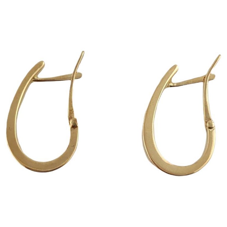 14K Yellow Gold Oblong Hoop Earrings For Sale at 1stDibs