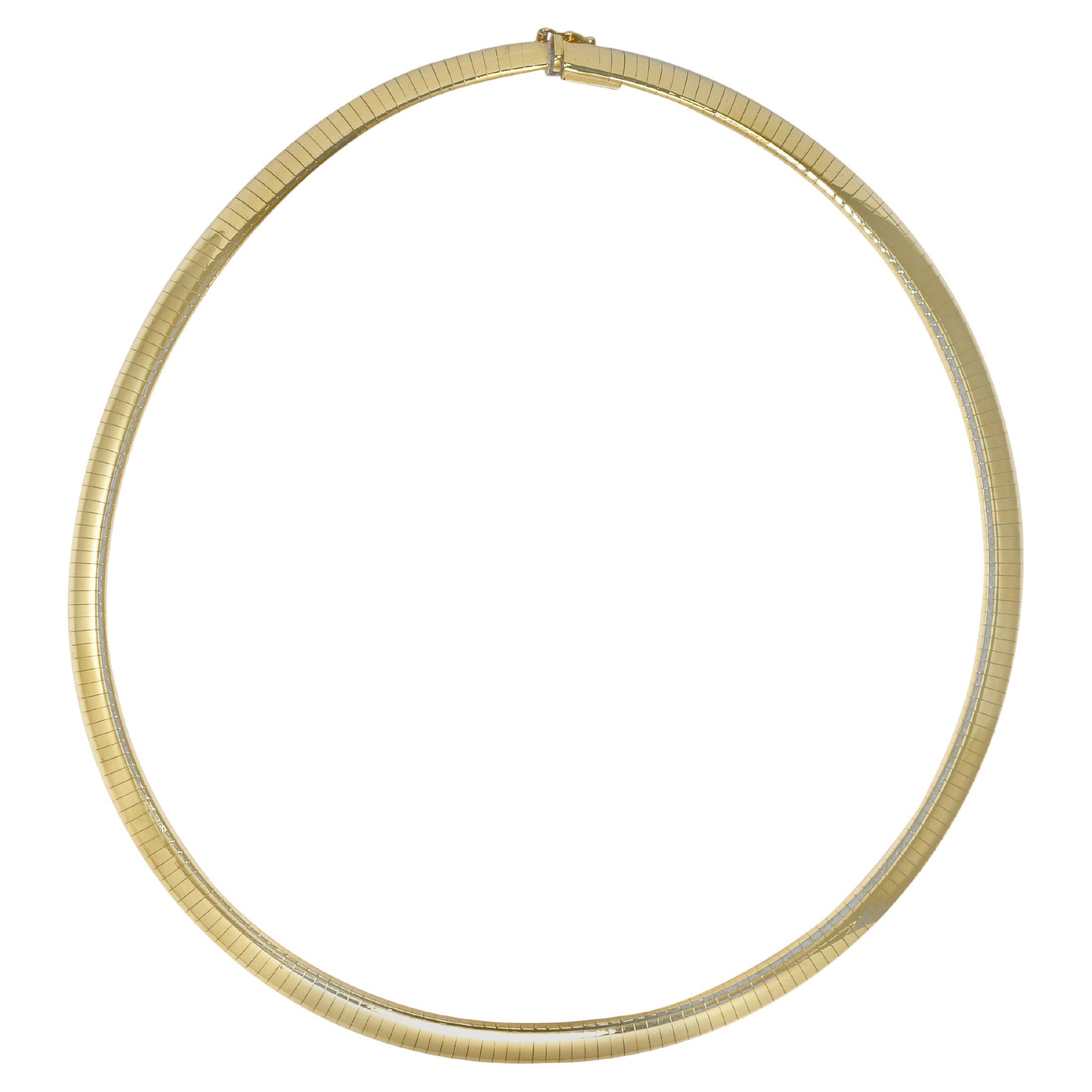 14K Yellow Gold Omega Chain Necklace, 6mm, 37g For Sale at 1stDibs