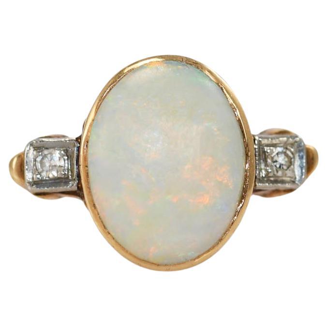 14k Yellow Gold Opal Diamond Ring For Sale at 1stDibs | diamond and ...