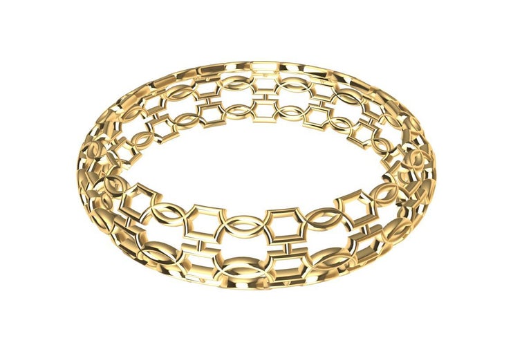 14 Karat Yellow Gold Open Circles Bangle For Sale at 1stDibs