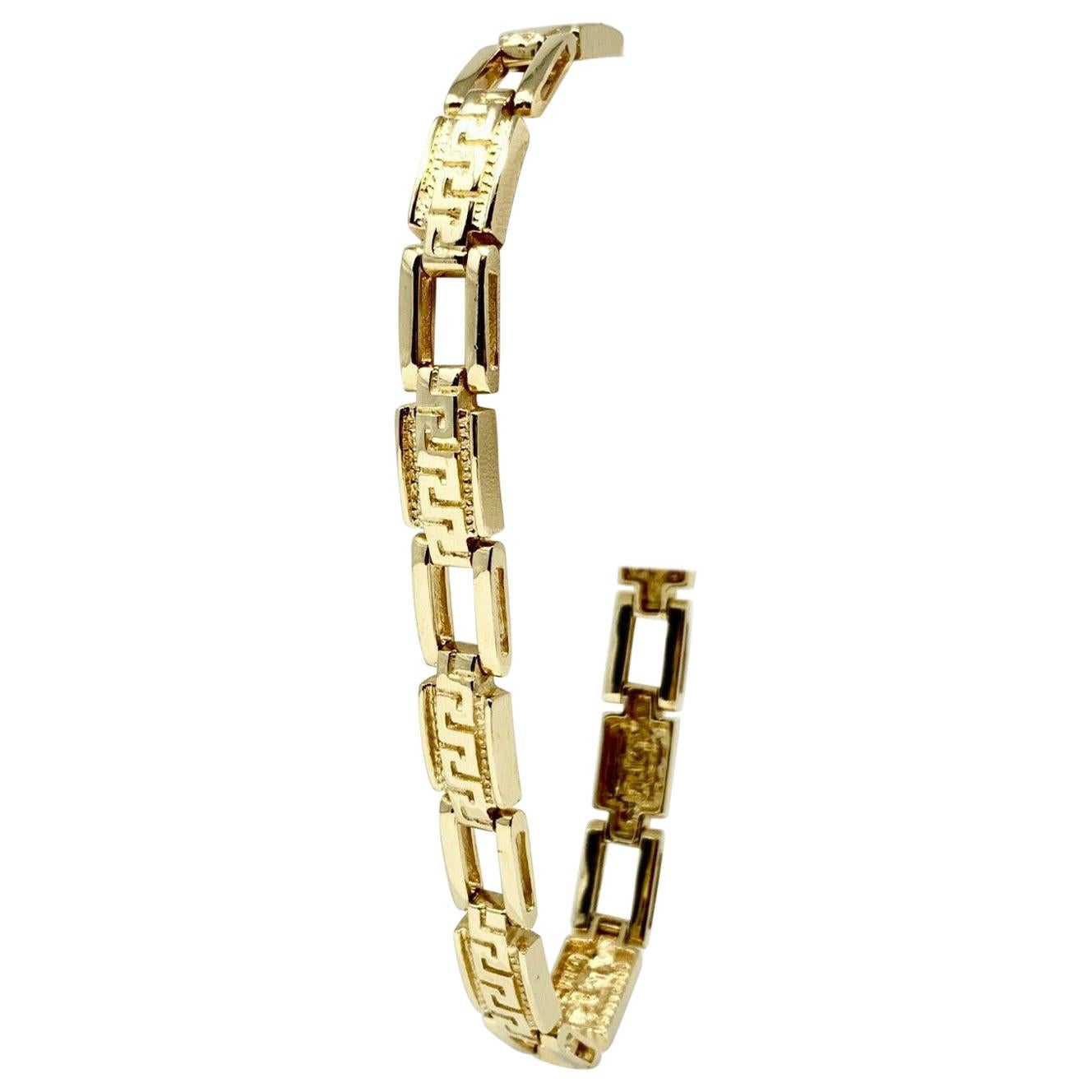 14 Karat Yellow Gold Open Greek Key Link Bracelet For Sale at 1stDibs ...