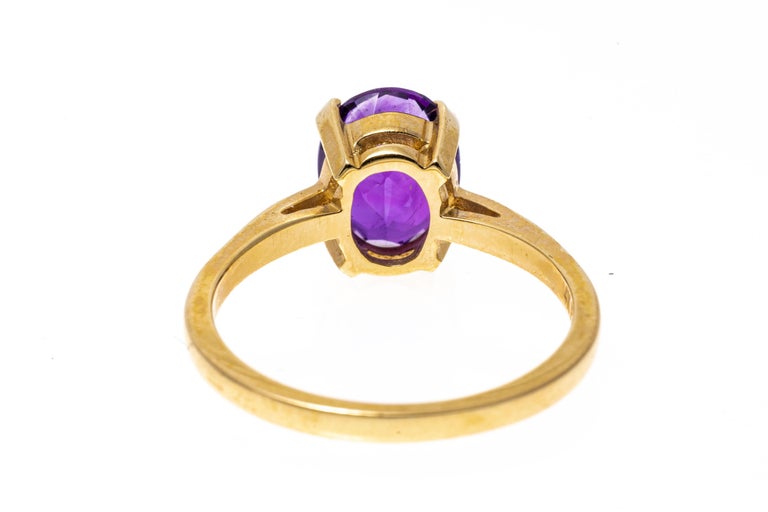 14k Yellow Gold Oval Mixed Cut Purple Amethyst Ring For Sale at 1stDibs