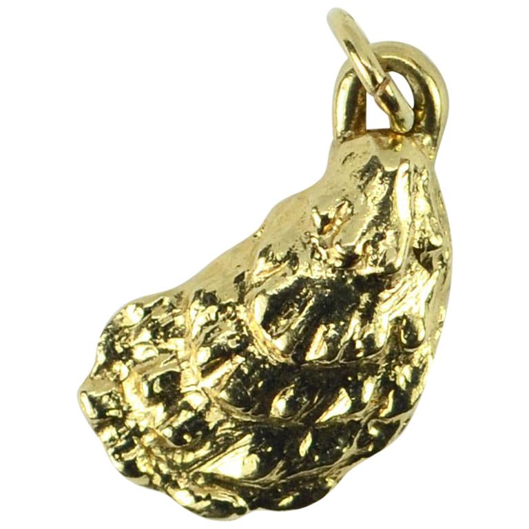 14 Karat Yellow Gold Oyster Shell Charm Pendant at 1stDibs