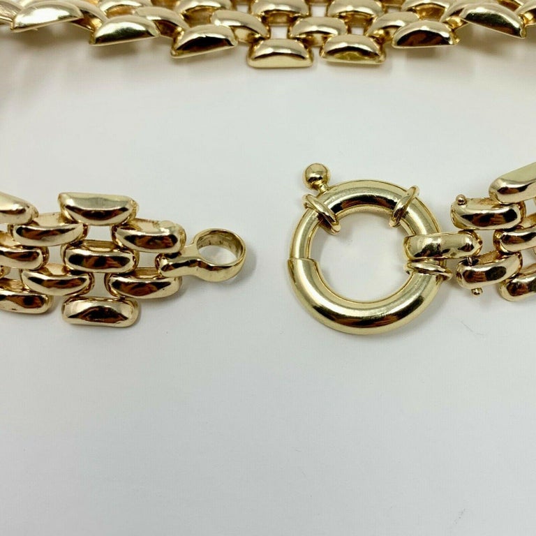 14 Karat Yellow Gold Panther Link Chain Bracelet For Sale at 1stDibs ...