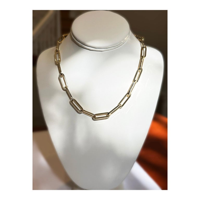 14K Yellow Gold Paper Clip Necklace 7.0mm For Sale at 1stDibs