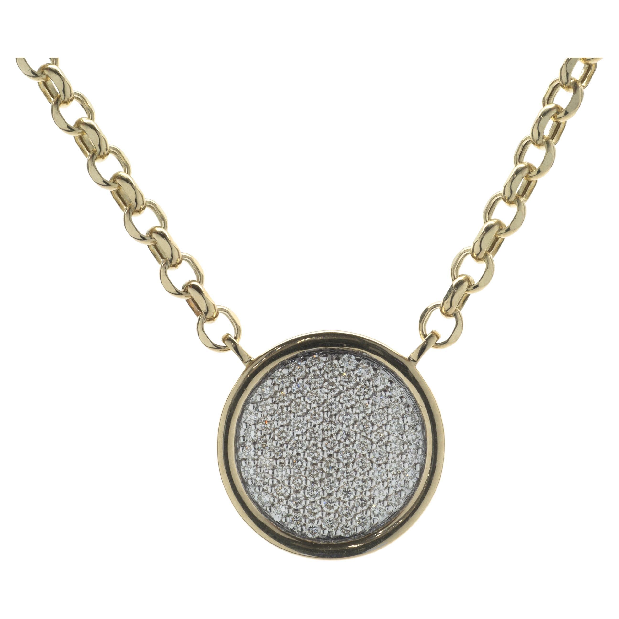 Modern Diamond Slice Pave 14K Pink Gold Pendant Necklace 0.08ct at 1stDibs