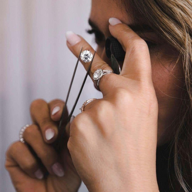 Customizable 14K Yellow Gold Pave Diamond Pink Enamel Rectangle Ring ...