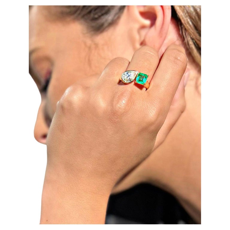 Customizable 14K Yellow Gold, Pear Shape Diamond and Princess Cut ...