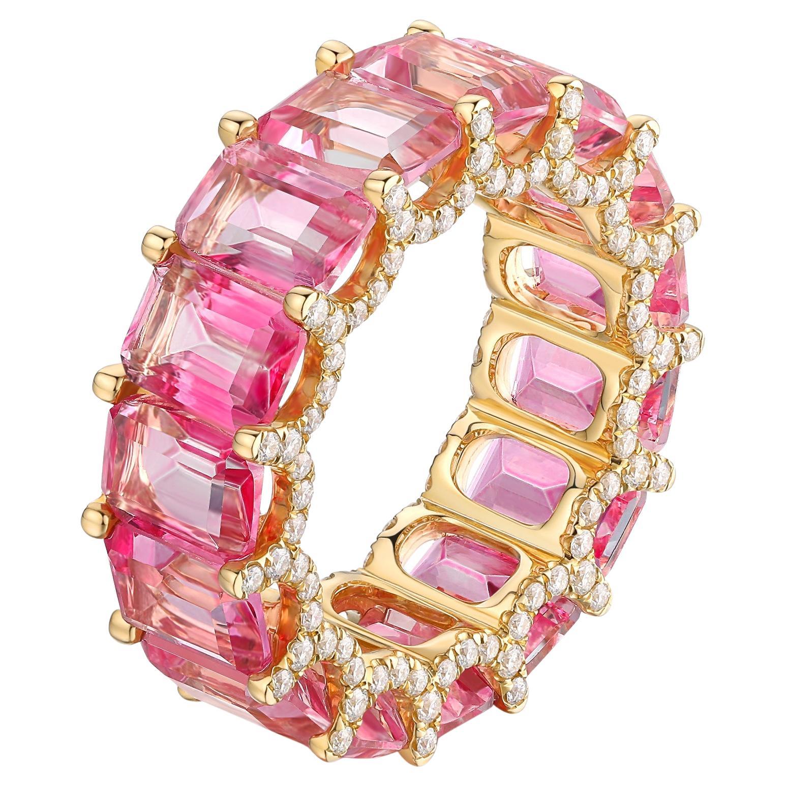 Customizable 14k Yellow Gold Pink Eternity Band Ring For Sale at 1stDibs