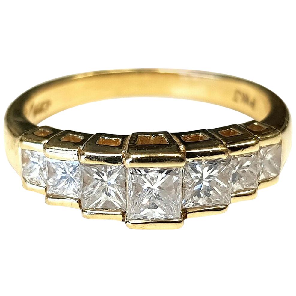 14 Karat Yellow Gold Princess Cut Diamond Ring at 1stDibs