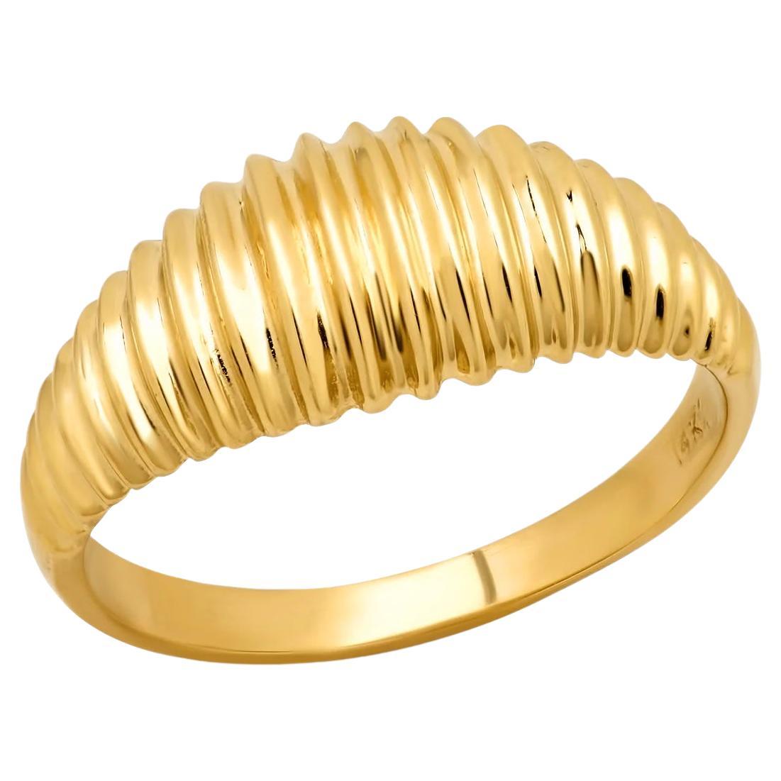 Cartier 14K Yellow Gold Reeded Dome Ring For Sale at 1stDibs