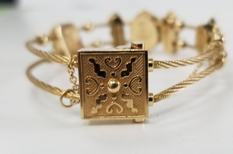 14 Karat Yellow Gold Richard Glatter RGVS Slide Bracelet Charm For Sale ...
