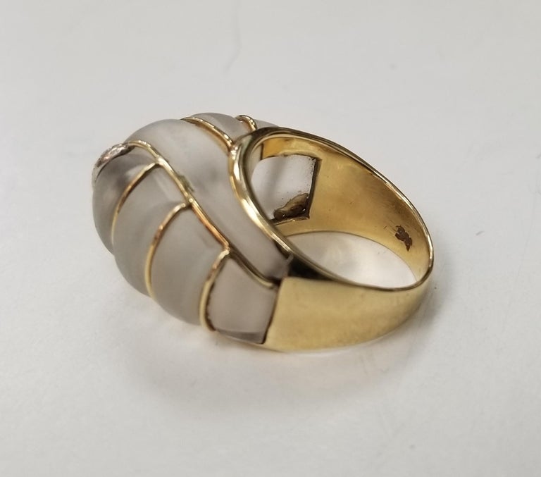 14 Karat Yellow Gold Rock Crystal and Diamond Ring at 1stDibs