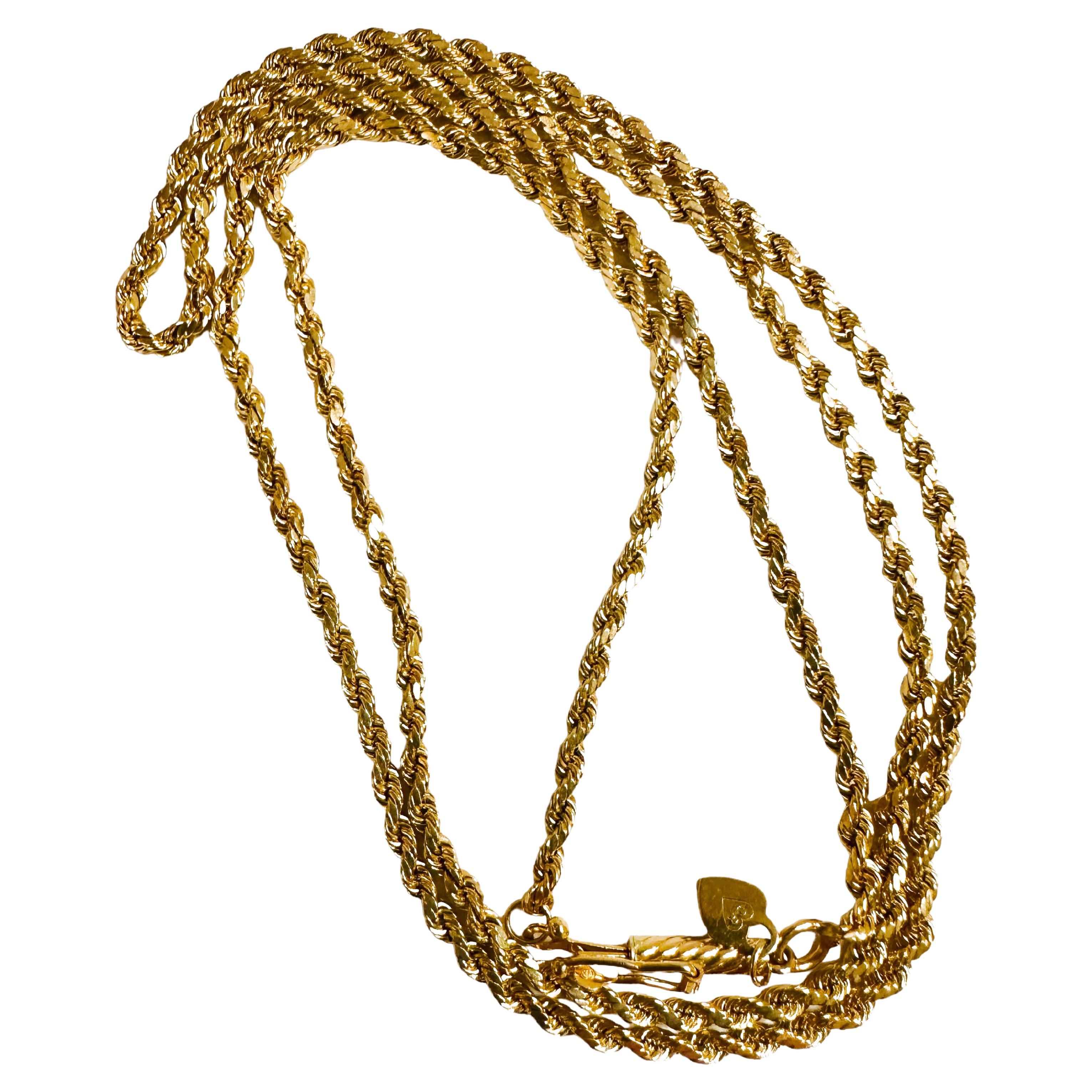 14K Yellow Gold Rope Chain 22 Inches 3.46 Grams For Sale at 1stDibs