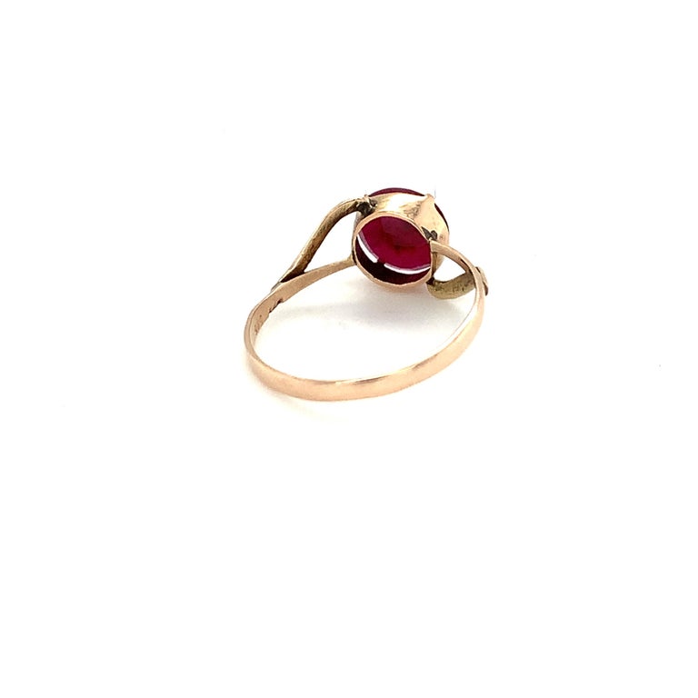 14K Yellow Gold Round Cut Solitaire Ruby Ring For Sale at 1stDibs