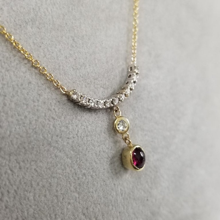 14 Karat Yellow Gold Ruby and Diamond Necklace at 1stDibs