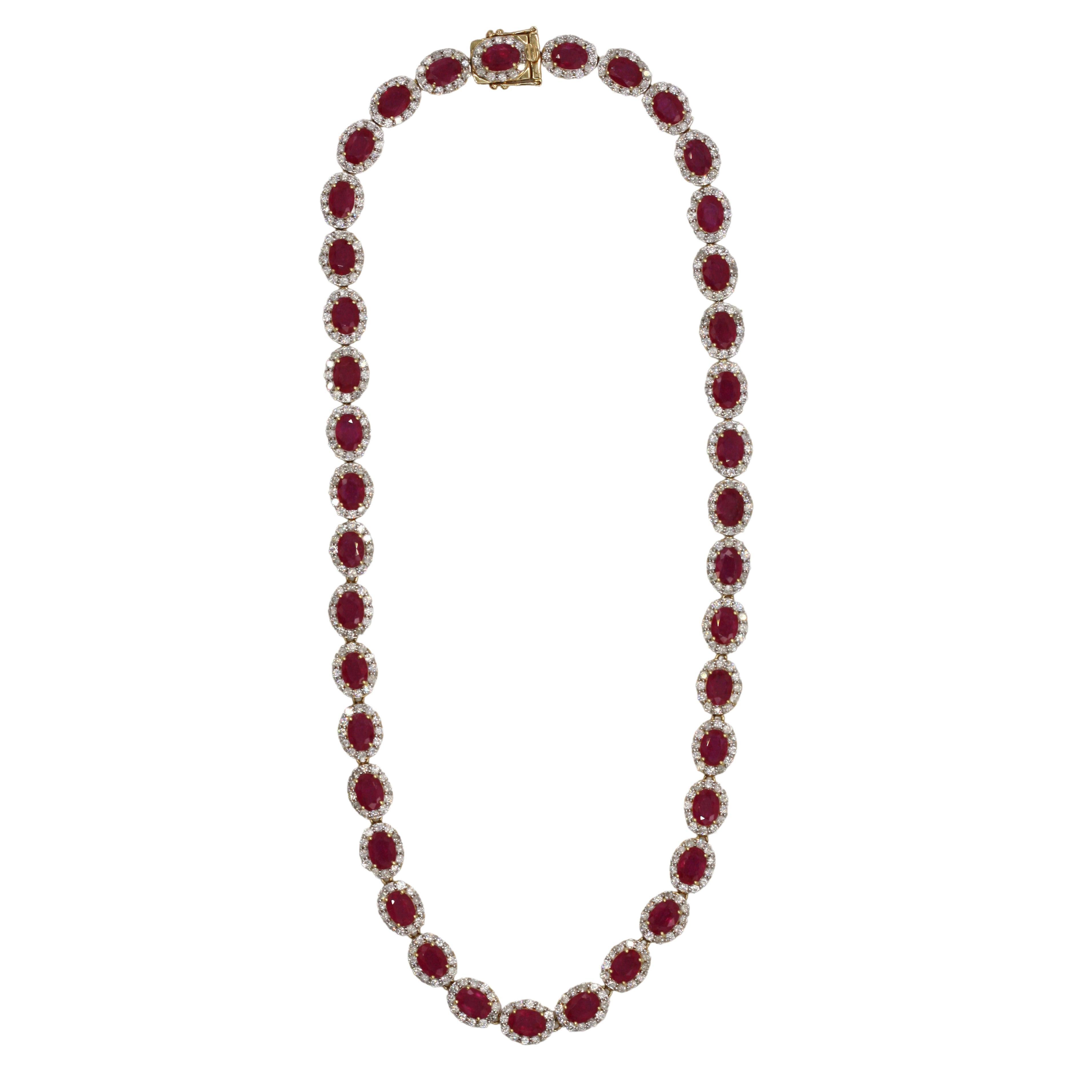 Ruby and Diamond Gold Necklace For Sale at 1stDibs