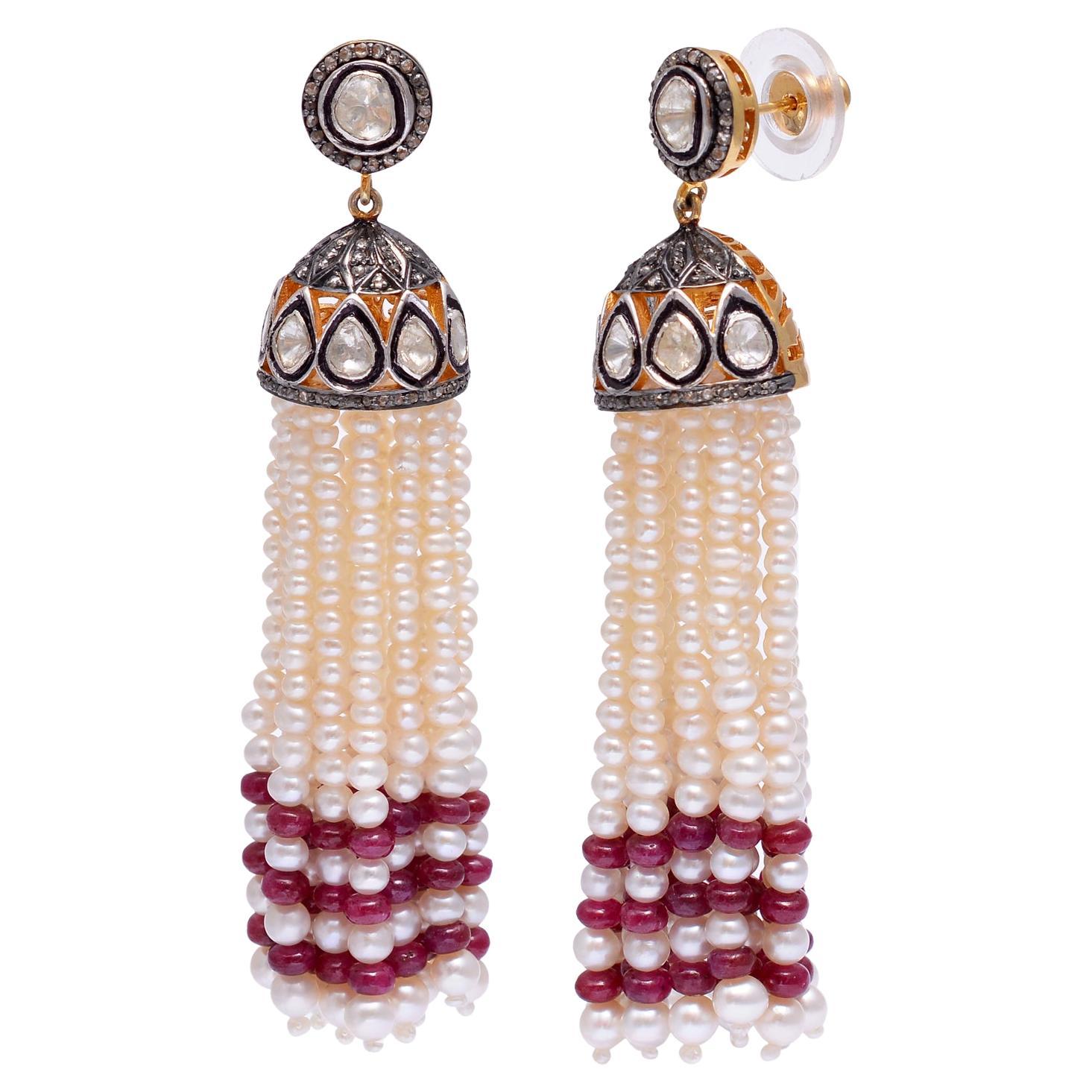 14K Yellow Gold Ruby Gemstone Drop Dangle Earring with 1.33 Carat ...