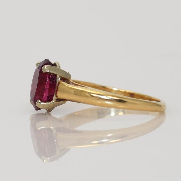 14K Yellow Gold Ruby Solitaire Ring, 3.00ct For Sale at 1stDibs