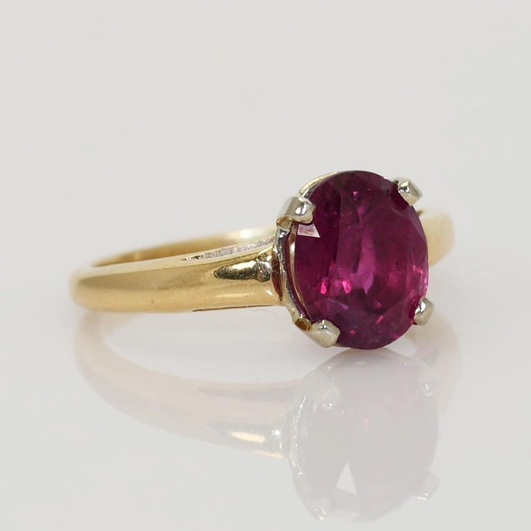 14K Yellow Gold Ruby Solitaire Ring, 3.00ct For Sale at 1stDibs