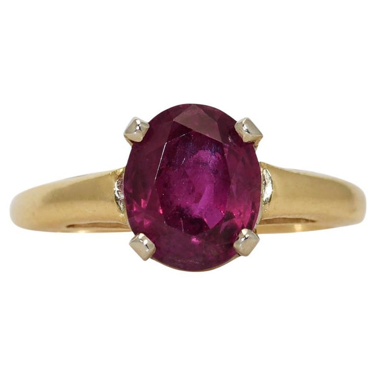 14K Yellow Gold Ruby Solitaire Ring, 3.00ct For Sale at 1stDibs