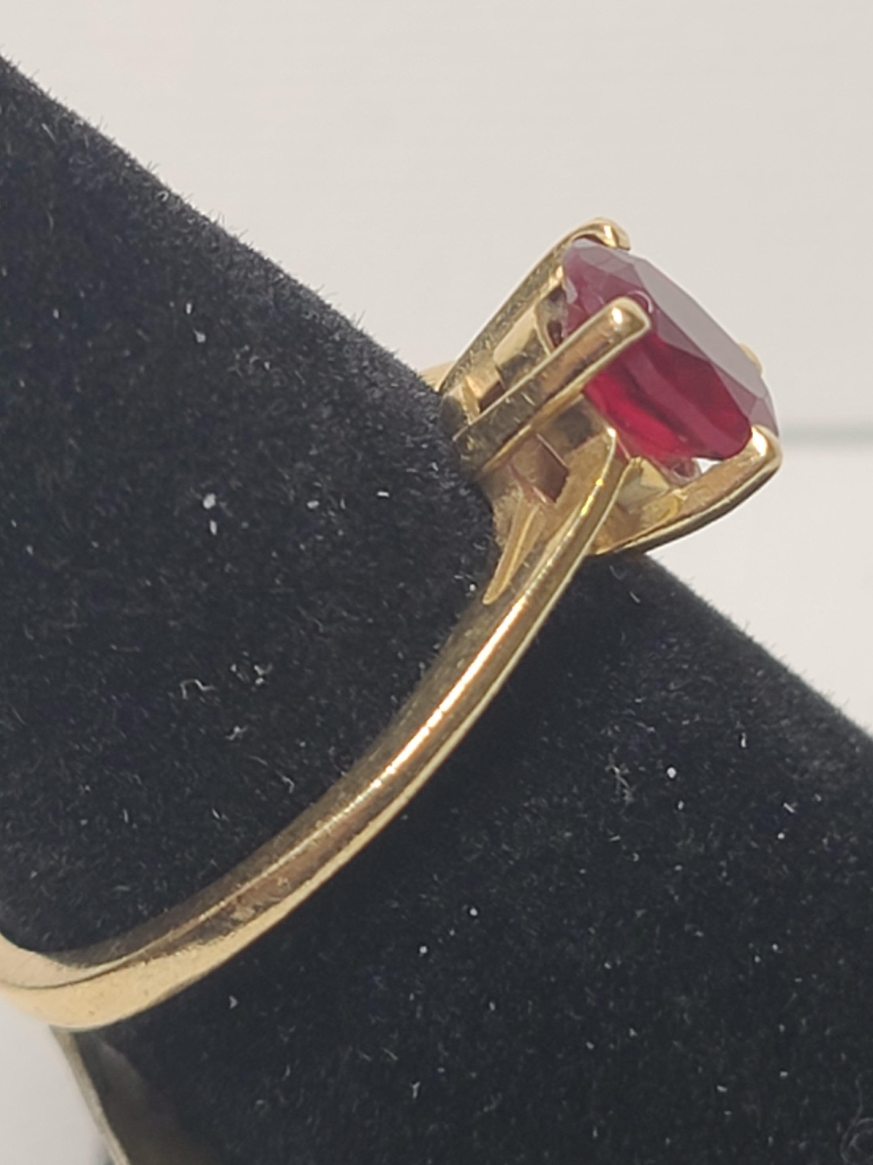 14k Yellow Gold Ruby Solitaire Ring For Sale at 1stDibs