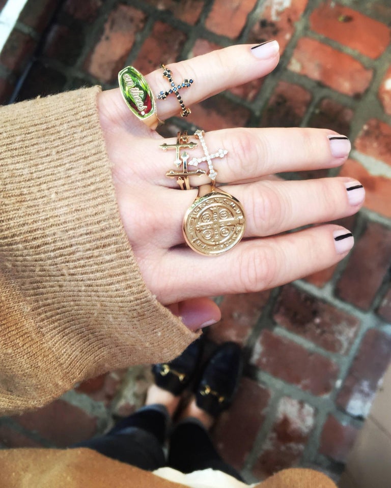 14 Karat Yellow Gold Saint Benedict Signet Ring Cast from Antique ...