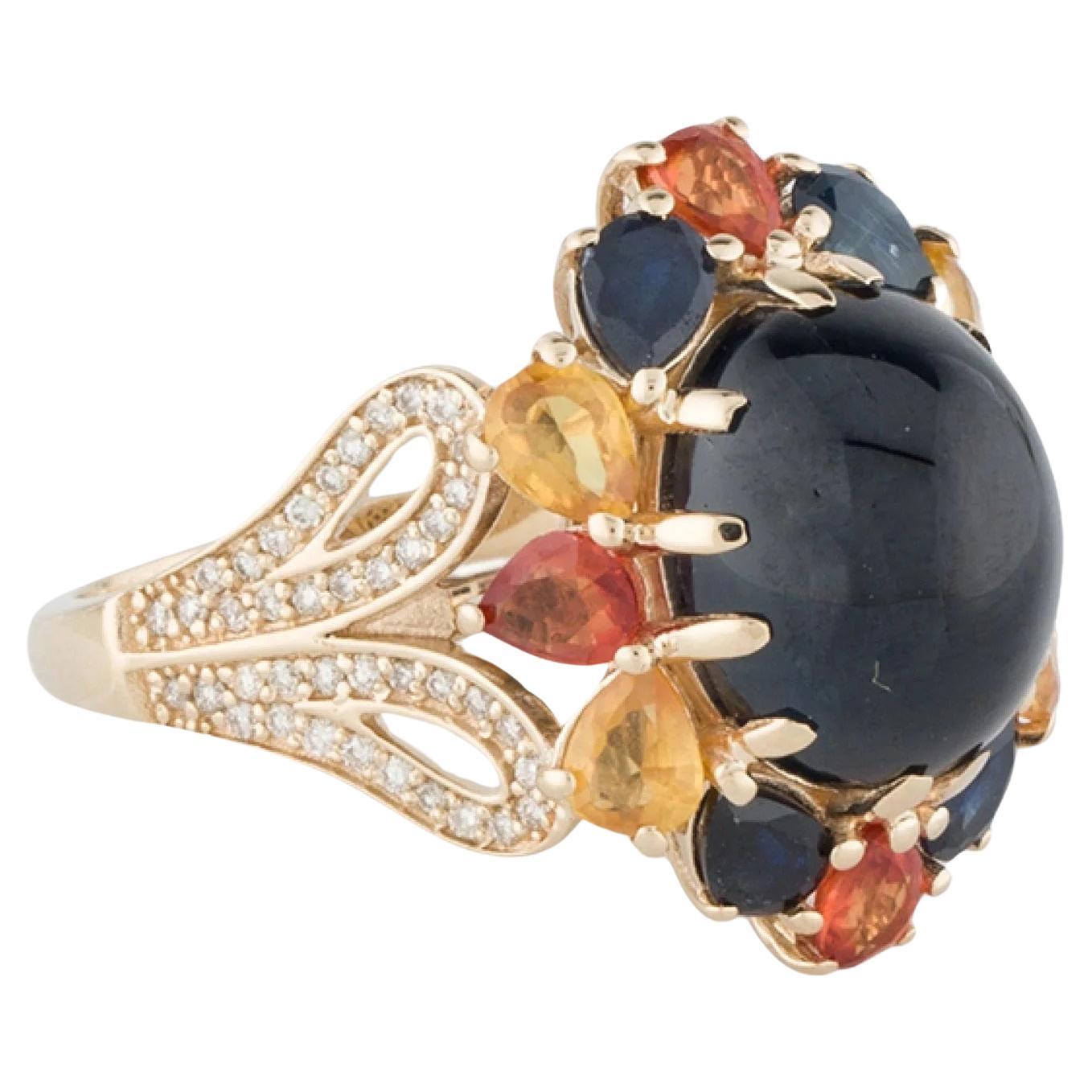 14K 27.18ct Ruby, Emerald and Diamond Cocktail Ring Size 7 Pear ...