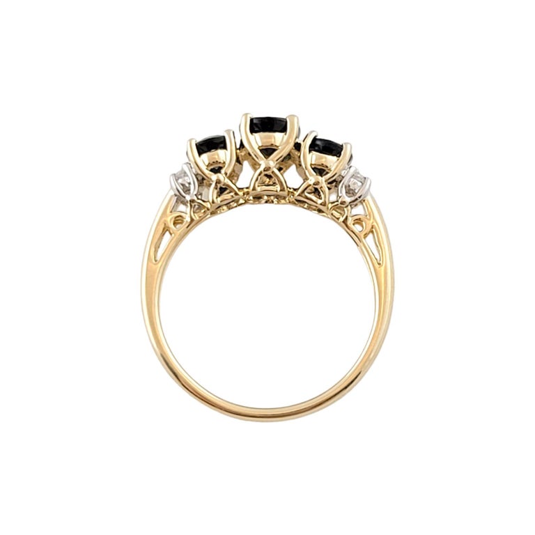 14k Yellow Gold Sapphire Diamond Ring For Sale at 1stDibs