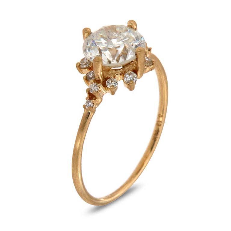 14 Karat Gold Sarina Earthy Rustic Vintage Diamond Ring 'Center- 1.48 ...