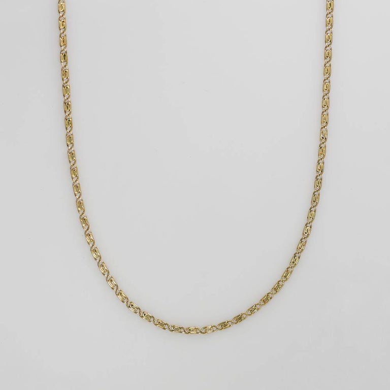 14K Yellow Gold Scroll Chain Necklace 4.7gr For Sale at 1stDibs