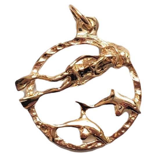 Yellow Gold Dolphin Pendant For Sale at 1stDibs
