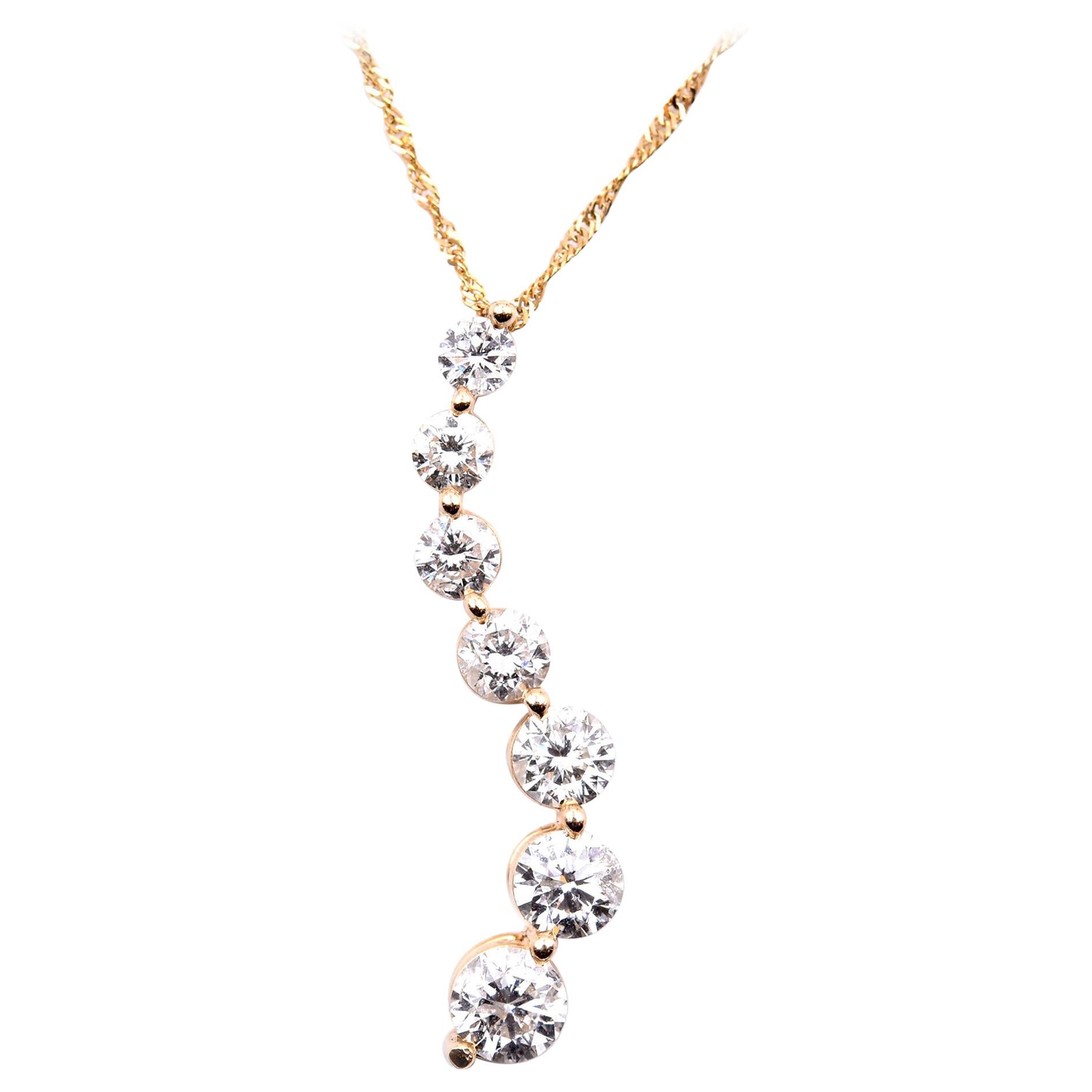 1.40 Carat Seven Diamonds Journey Collection Pendant Necklace 14 Karat ...