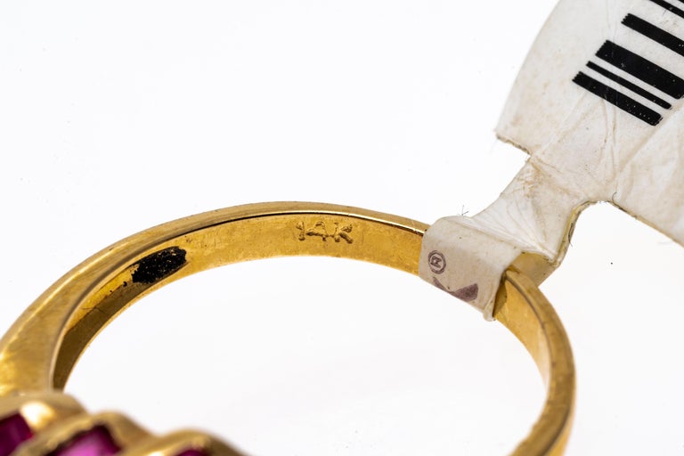 14K Yellow Gold Slanted Square Ruby Dome Ring with Diamonds For Sale at ...