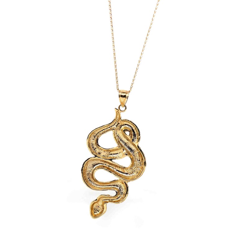 14k Yellow Gold Snake Pendant For Sale at 1stDibs