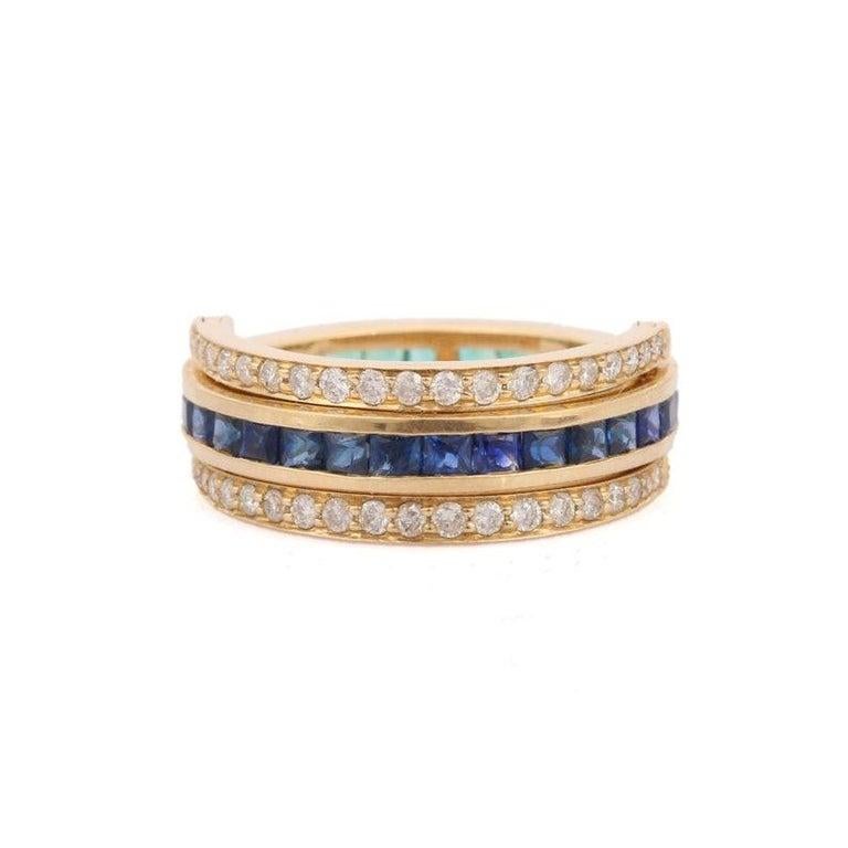 Customizable 14K Yellow Gold Spinner Ring Studded with Sapphire ...