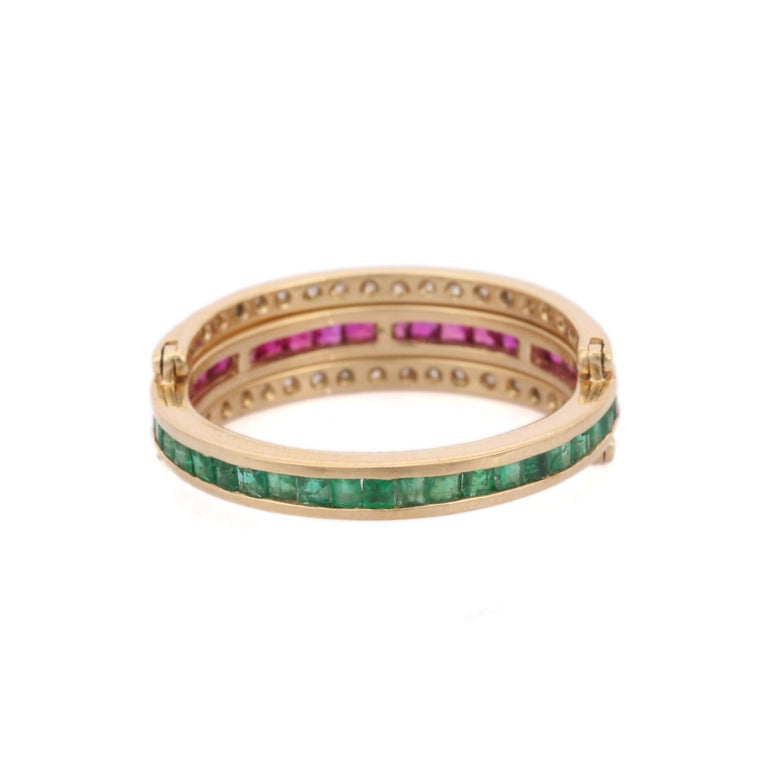 Customizable 14K Yellow Gold Spinner Ring with Emerald, Ruby and ...