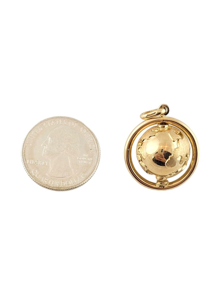 14K Yellow Gold Spinning World Globe Charm For Sale at 1stDibs
