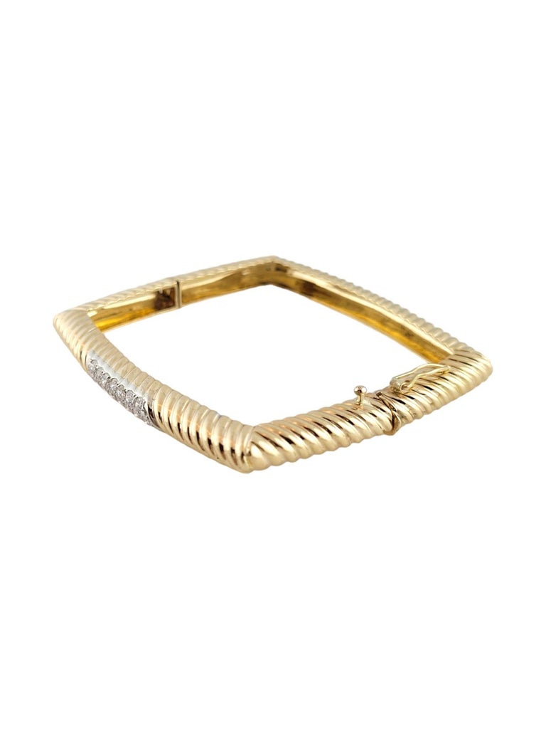 14K Yellow Gold Square Diamond Bangle For Sale at 1stDibs
