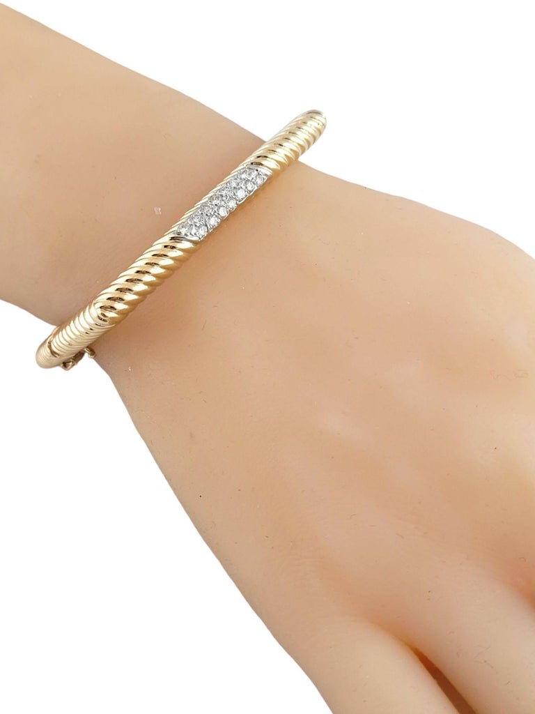 14K Yellow Gold Square Diamond Bangle For Sale at 1stDibs