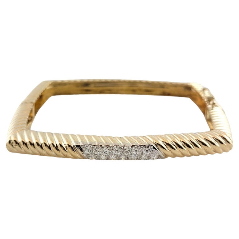 14K Yellow Gold Square Diamond Bangle For Sale at 1stDibs